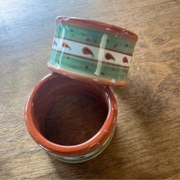 Dining | Set Of 12 Porcelain Ceramic Napkin Rings Unique Brown Beige ...